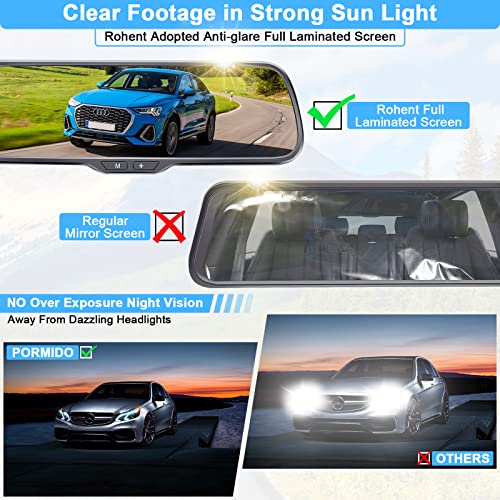 Rohent Backup Camera for Car HD 1080P 5 Inch Monitor Rear View Mirror Camera System Easy Installation Waterproof Real Night Vision for Truck Minivan SUV N01