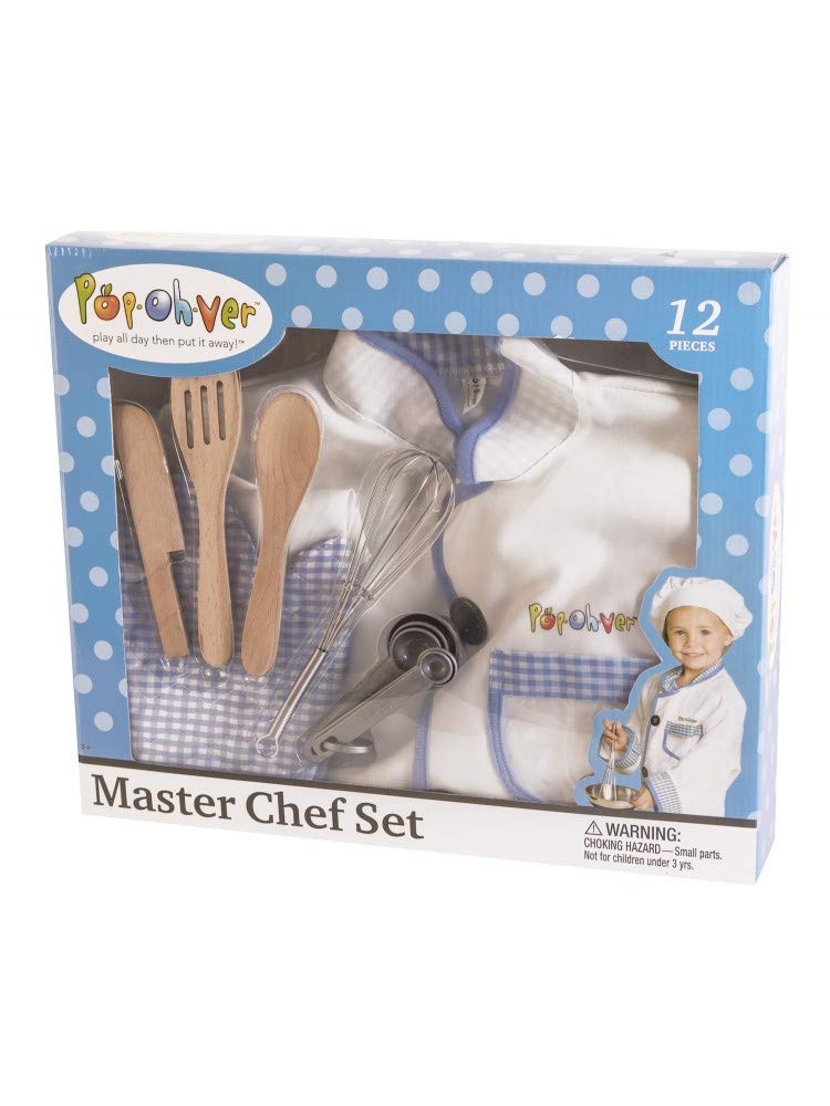 POPOHVER Master Chef Costume - 12 Pieces, Kitchen Role Play, Pretend Play - Includes Accessories, Chef Jacket & Hat