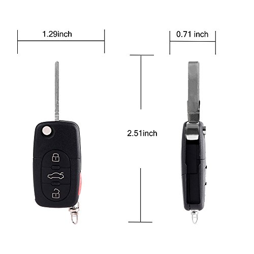 OCPTY 1 X Flip Key Entry Remote Control Key Fob Transmitter Replacement for Audi A4 A4 Quattro A6 A6 Quattro A8 A8 Quattro Allroad Quattro Cabriolet 4D0837231P 4 Buttons