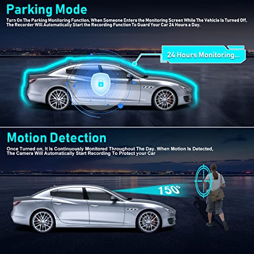 Dash Cam Front and Rear, Dash Camera for Cars 1080P Full HD Dual Dashboard Camera Recorder 3" IPS Screen in Car Camera Night Vision,Motion Detection Parking Monitor G-Sensor+ 32G SD Card