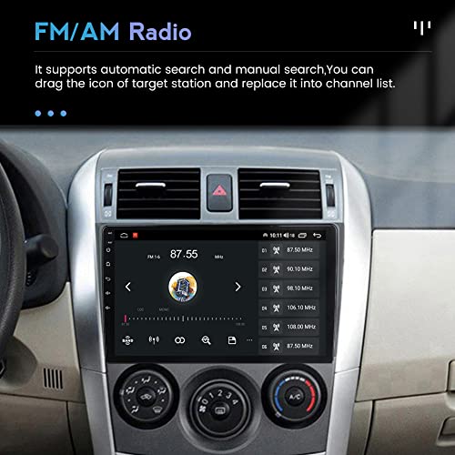 Android 11 Car Stereo Double Din for Toyota Corolla 2009 2010 2011 2012, 9 Inch Car Radio Built in Car-Play Android Auto GPS Navigation IPS Touchscreen Support BT FM AM, 2GB RAM 32GB ROM