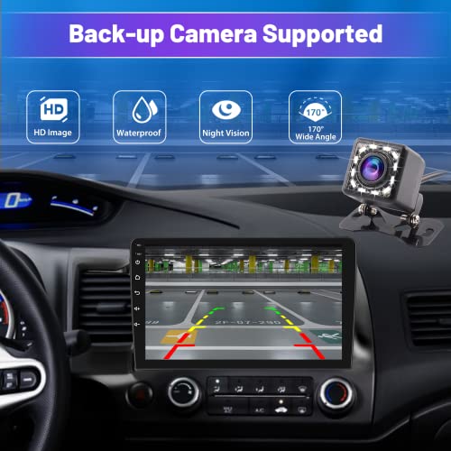 Hikity Android Car Stereo for 2006-2011 Honda Civic Radio, 10.1 Inch Touch Screen Car Stereo with Bluetooth GPS Navigation WiFi FM USB Mirror Link Steering Wheel Control + Backup Camera + Microphone