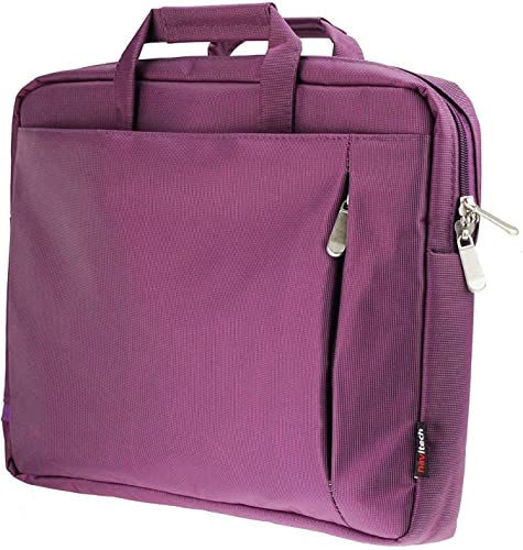 Navitech Purple Sleek Water Resistant Travel Bag - Compatible with FANGOR Dual Screen 7.5'' 1024 * 600 Portable Car DVD Player