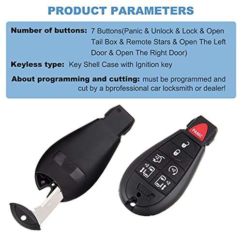 ECCPP 1X Key Fob (Shell Case) Replacement for Uncut Keyless Entry Remote 08-14 Chrysler 300/ Dodge Journey Grand Caravan/Jeep Commander Grand Cherokee/Volkswagen Routan M3N5WY783X IYZ-C01C