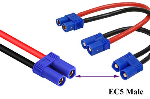 AAOTOKK EC5 to O Ring Terminal Cable,EC5 Female to O Ring Eyelet Terminal Plug Connector Cable 10AWG RC ESC Charger Side Power(40cm/15inch)