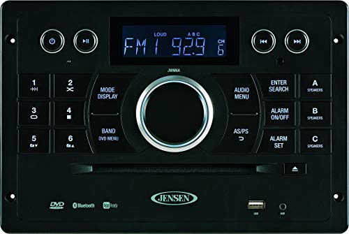 Jensen JWM6A DVD|USB|AUX|HDMI| Wallmount Stereo with App Control (jControl), Bluetooth A2DP/AVRCP Streaming Audio, Compatible with iPod/iPhone Control & Charging, DVD/CD-R/RW/MP3, 12V DC (Renewed)
