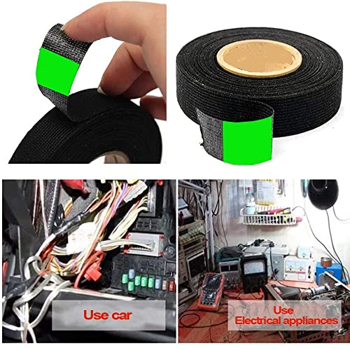 Seigun,8 Rolls Wire Loom Harness Tape, High Adhesive Force Wiring Harness,Black Adhesive Fabric Tape, Automobile Electrical Wire harnessing Noise Dampening Heat Proof (15 mm X 15m