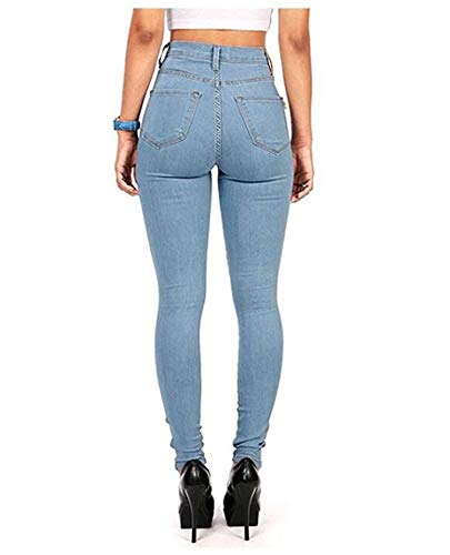 Andongnywell Super High Waisted Stretchy Skinny Jeans Denim Pants (Sky Blue,X-Small)