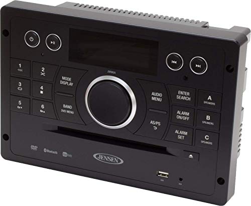 Jensen JWM6A DVD|USB|AUX|HDMI| Wallmount Stereo with App Control (jControl), Bluetooth A2DP/AVRCP Streaming Audio, Compatible with iPod/iPhone Control & Charging, DVD/CD-R/RW/MP3, 12V DC (Renewed)