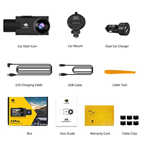 Dash Cam, Z3Pro Dash Cam Front and Inside, 2K+1080P Front and Inside Dual Dash Cam, Car Camera, IR Night Vision, Parking Mode, G-Sensor, Support 256GB