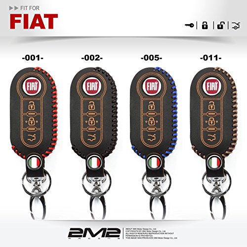 2M2 Leather Key fob Holder Case Chain Cover FIT For FIAT 500 Doblo Fiorino Punto EVO Qubo (011)