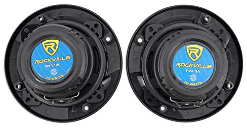 Pair Rockville RV4.3A 4" 3-Way Car Speakers 500 Watts / 70w RMS CEA Rated Total