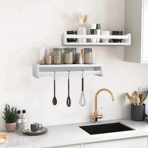 Lixintray Nursery Book Shelves Set of 2, 24inch Floating Bookshelf Natural Solid Wood Book Shelf for Kids Room Nursery Room, Wall Mounted Shelves Bedoom Bathroom Toy Kitchen and Decor Storage