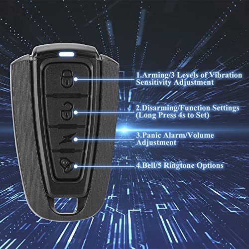 ROCKBROS 115dB Bike Alarm Wireless Vibration Motion Sensor Waterproof Motorcycle Alarm with Remote