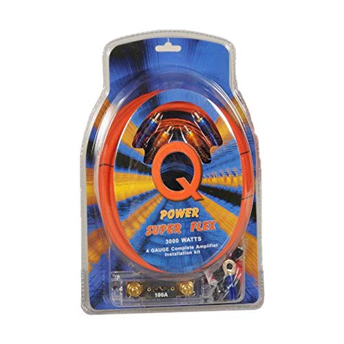 Qpower 4GAMPKIT-SFLEX Super Flex 4 Gauge 3000 Watt Amplifier Wiring Amp Kit
