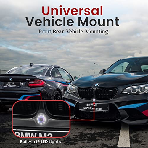 Pyle Universal Mount Front Rear Camera - 1.25β Marine Grade Waterproof Cam Built-in Distance Scale Lines Backup Parking/Reverse Assist w/ Night Vision LED 420 TVL Resolution & RCA Output PLCM39FRV