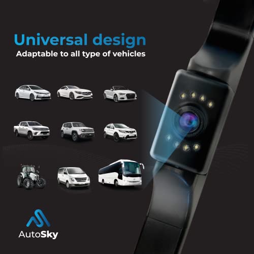 AutoSky Newest HD Back up Camera, 8 LED License Plate Reverse Camera - Back up Camera for Cars, Trucks, Pickups, SUVs or RVs - Easy Installation, Waterproof