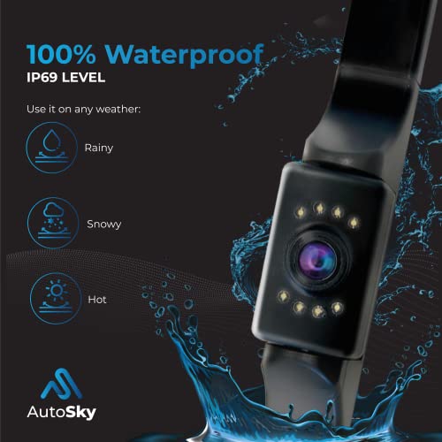 AutoSky Newest HD Back up Camera, 8 LED License Plate Reverse Camera - Back up Camera for Cars, Trucks, Pickups, SUVs or RVs - Easy Installation, Waterproof