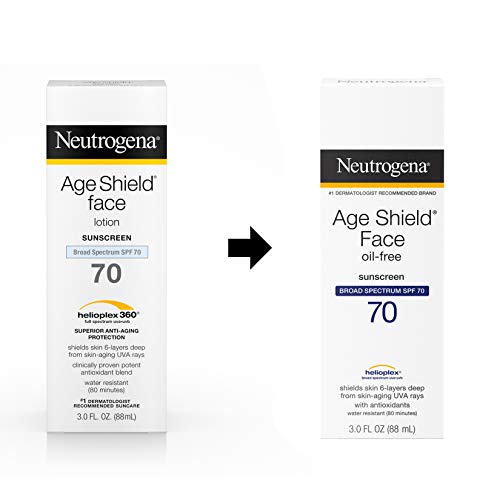 Neutrogena Age Shield Anti-Oxidant Face Lotion Sunscreen with Broad Spectrum SPF 70, Oil-Free & Non-Comedogenic Moisturizing Sunscreen to Prevent Signs of Aging, 3 fl. oz