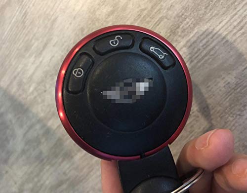 iJDMTOY Red Aluminum Smart Key Fob Surrounding Ring Decoration Compatible With 2008-2014/2015 Gen2 Mini Cooper R55 R56 R57 R58 R59 & Gen1 R60 R61