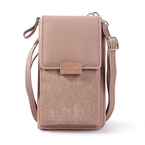 Tingya Small Crossbody Bag Cell Phone Purse Wallet with Credit Card Slots for Women (Apricot