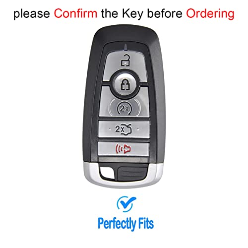 5 Button Ford Key Fob Cover with Keychain Soft TPU Full Protection Car Key Case for Edge Expedition Explorer Bronco Escape Mustang F150 Fusion Ranger Key Case Shell Remote Control,White