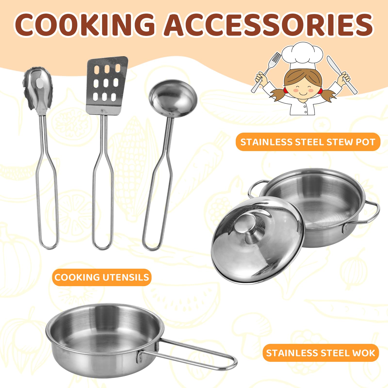 Clevich Play Kitchen, Wooden Kids Kitchen Playset, Pretend Chef Cooking Toy Set w/Realistic Lights & Sounds, Ice Maker, Telephone, Kitchen Accessories, Height Adjustable for Boys Girls Age 3+