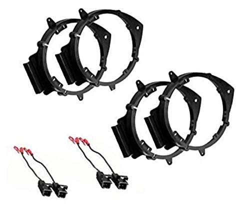 ASC Audio 2 Pair 6+-Inch 6" 6.5" 6.75" Car Speaker Install Adapter Mount Bracket Plates w/Speaker Wire Connectors Compatible with Select GM GMC Vehicles- See below for compatible vehicles