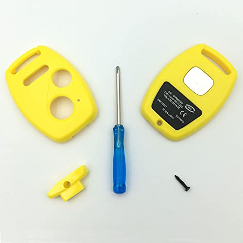 Henrida Keyless Entry Remote Key Housing Replacement for Honda Civic CR-V Fit Accord Crosstour Odyssey CR-Z Key Fob Shell Case,for Honda 2+1 Buttons with Screwdriver (Yellow)