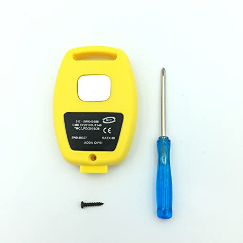Henrida Keyless Entry Remote Key Housing Replacement for Honda Civic CR-V Fit Accord Crosstour Odyssey CR-Z Key Fob Shell Case，for Honda 2+1 Buttons with Screwdriver (Yellow)