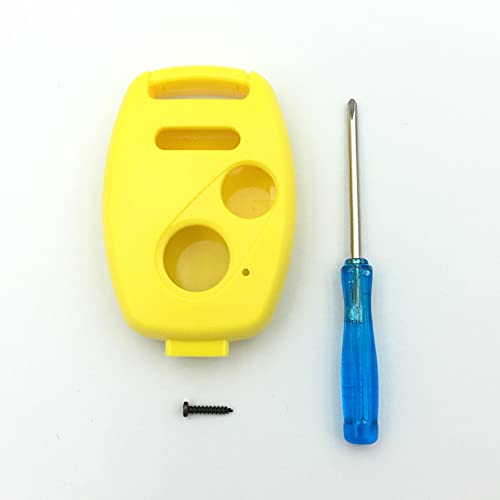 Henrida Keyless Entry Remote Key Housing Replacement for Honda Civic CR-V Fit Accord Crosstour Odyssey CR-Z Key Fob Shell Case，for Honda 2+1 Buttons with Screwdriver (Yellow)