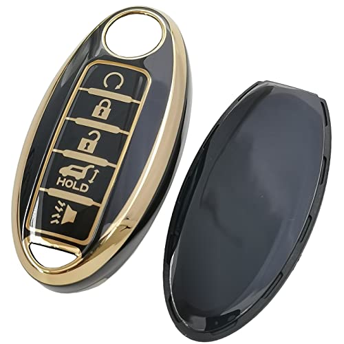 Guibuhuse Protective Key Case Cover Keyless Entry Remote Key Shell Holder Fits for Nissan Altima Maxima Murano Pathfinder, 2013-2018 for Infiniti JX35 Q50 Q60 QX60 KR5S180144014 (White)