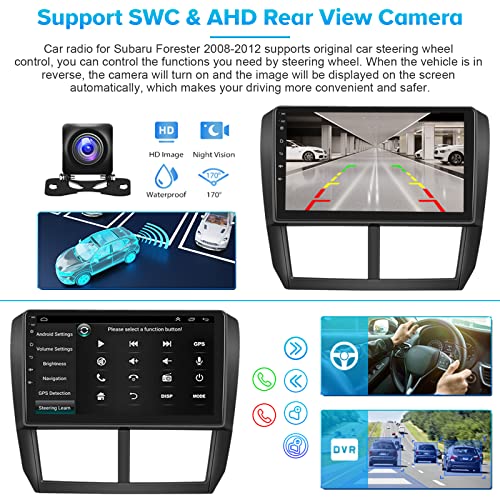 Roinvou 2+32G Android Double Din Car Stereo for Subaru Forester 2008 09 10 11 12 9'' 1080P HD Touch Screen Wireless Carplay Android Auto GPS WiFi Bluetooth Hi-Fi FM RDS Backup Camera External Mic