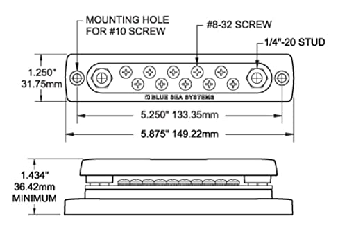 Blue Sea Systems 2300 150 Amp Common BusBar with 10 screws and a cover