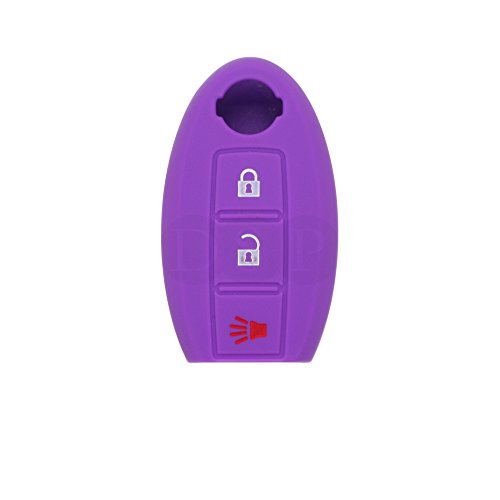 SEGADEN Silicone Cover Protector Case Holder Skin Jacket Compatible with NISSAN 3 Button Smart Remote Key Fob CV9501 Purple