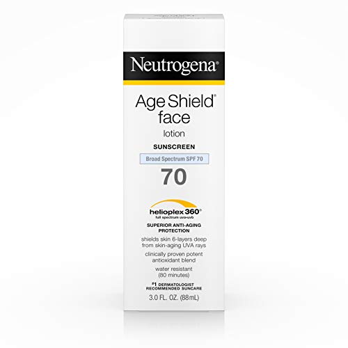 Neutrogena Age Shield Anti-Oxidant Face Lotion Sunscreen with Broad Spectrum SPF 70, Oil-Free & Non-Comedogenic Moisturizing Sunscreen to Prevent Signs of Aging, 3 fl. oz (Pack of 2)