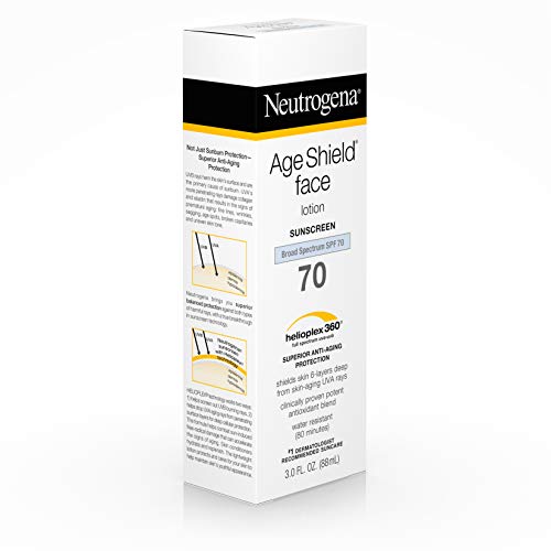 Neutrogena Age Shield Anti-Oxidant Face Lotion Sunscreen with Broad Spectrum SPF 70, Oil-Free & Non-Comedogenic Moisturizing Sunscreen to Prevent Signs of Aging, 3 fl. oz (Pack of 2)