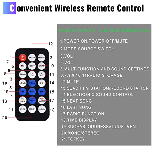 Single Din Car Stereo Receiver Support Bluetooth Hands Free Calling & Music Streaming with LCD Screen AM/FM Radio Receiver TF/AUX/USB Playback & Charging Remote Assist Control MP3 Player Head Unit
