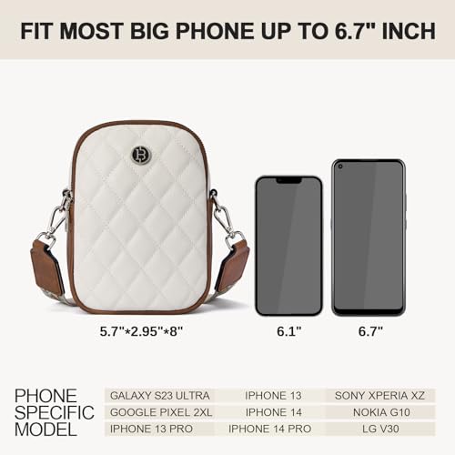 BOSTANTEN Small Quilted Crossbody Purses for Women Vegan Leather Cell Phone Bag with Adjustable Wide Strap