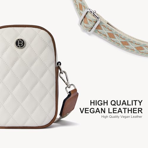 BOSTANTEN Small Quilted Crossbody Purses for Women Vegan Leather Cell Phone Bag with Adjustable Wide Strap