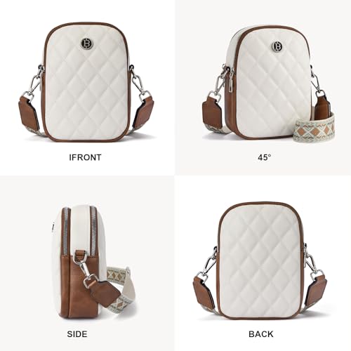 BOSTANTEN Small Quilted Crossbody Purses for Women Vegan Leather Cell Phone Bag with Adjustable Wide Strap