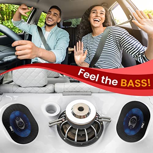 Pyle 5” x 7” Car Sound Speaker (Pair) - Upgraded Blue Poly Injection Cone 3-Way 300 Watts w/Non-fatiguing Butyl Rubber Surround 80-20Khz Frequency Response 4 Ohm & 1" ASV Voice Coil - PL573BL, Apple