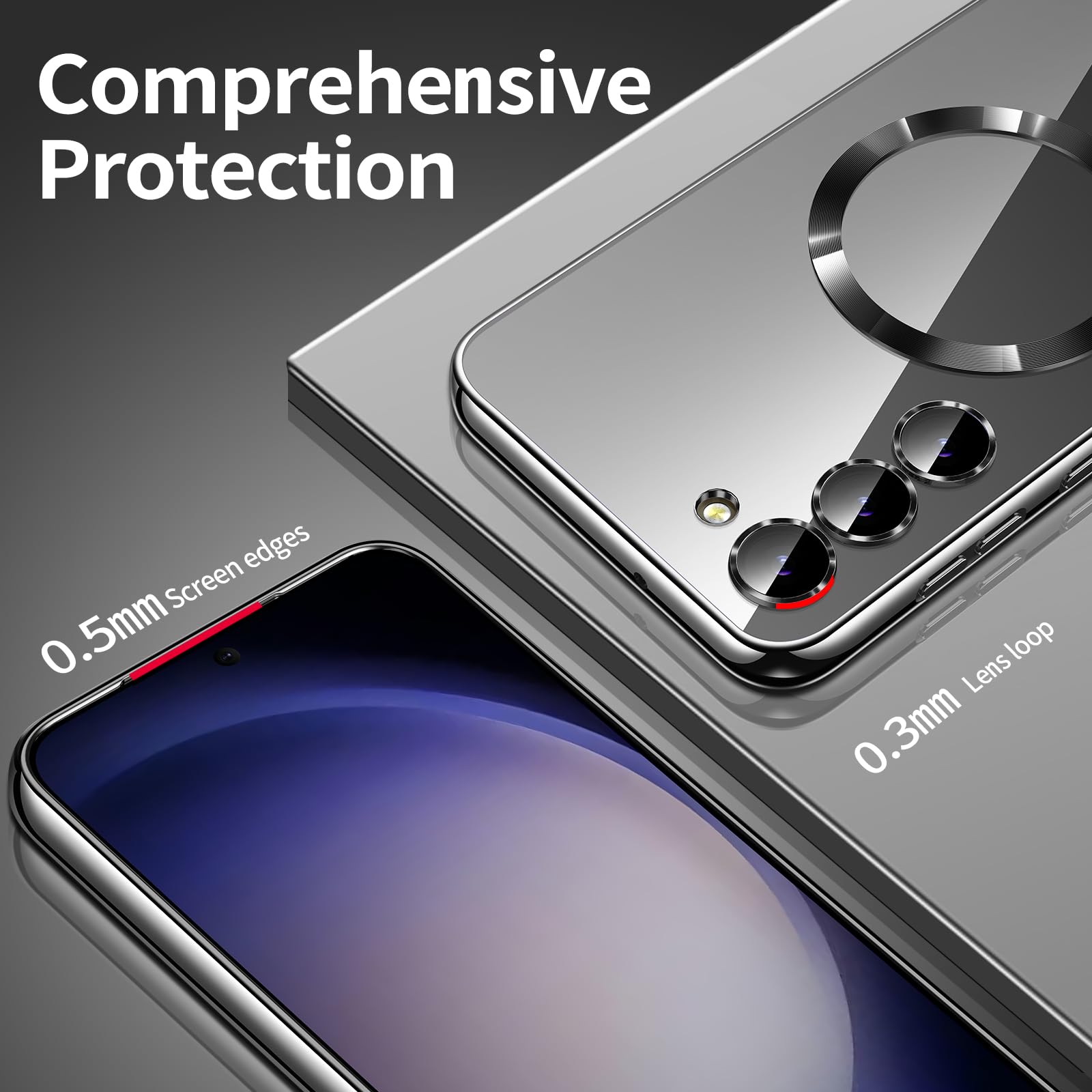 Hurgoer for Samsung Galaxy S23 Plus Case, Covers for S23 Plus .Magnetic Metallic Glossy Slim Clear Luxury Soft Shockproof funda capa para for Galaxy S23 Plus 6.6 inch Compatible with MagSafe (Black)