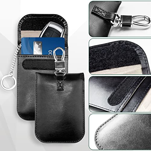 Teskyer Key Fob Protector, 2 Pack of Faraday Bags, Anti-Hacking Faraday Case, Anti-Theft RFID Signal Blocking Pouch for Car Key, Black and Rose Gold