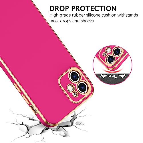 Telaso iPhone 12 Case, Hot Pink, Plastic, Slim Shockproof Protective Cover with Separate Love Heart Kickstand Holder, for Women
