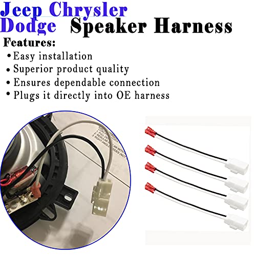 4 Pack 72-6514 Speaker Wire Harness Adapter Plug Compatible with Jeep Wrangler Chrysler Town & Country Speaker Harness Adapter Dodge Dakota Front Rear Door Speaker Wiring Harness Adapter (4)
