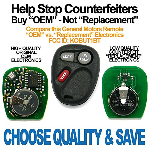 NorthCoast Keyless OEM Electronic 3-Button Key Fob Remote Compatible with Chevrolet GMC (FCC ID: KOBUT1BT, P/N: 15732803)