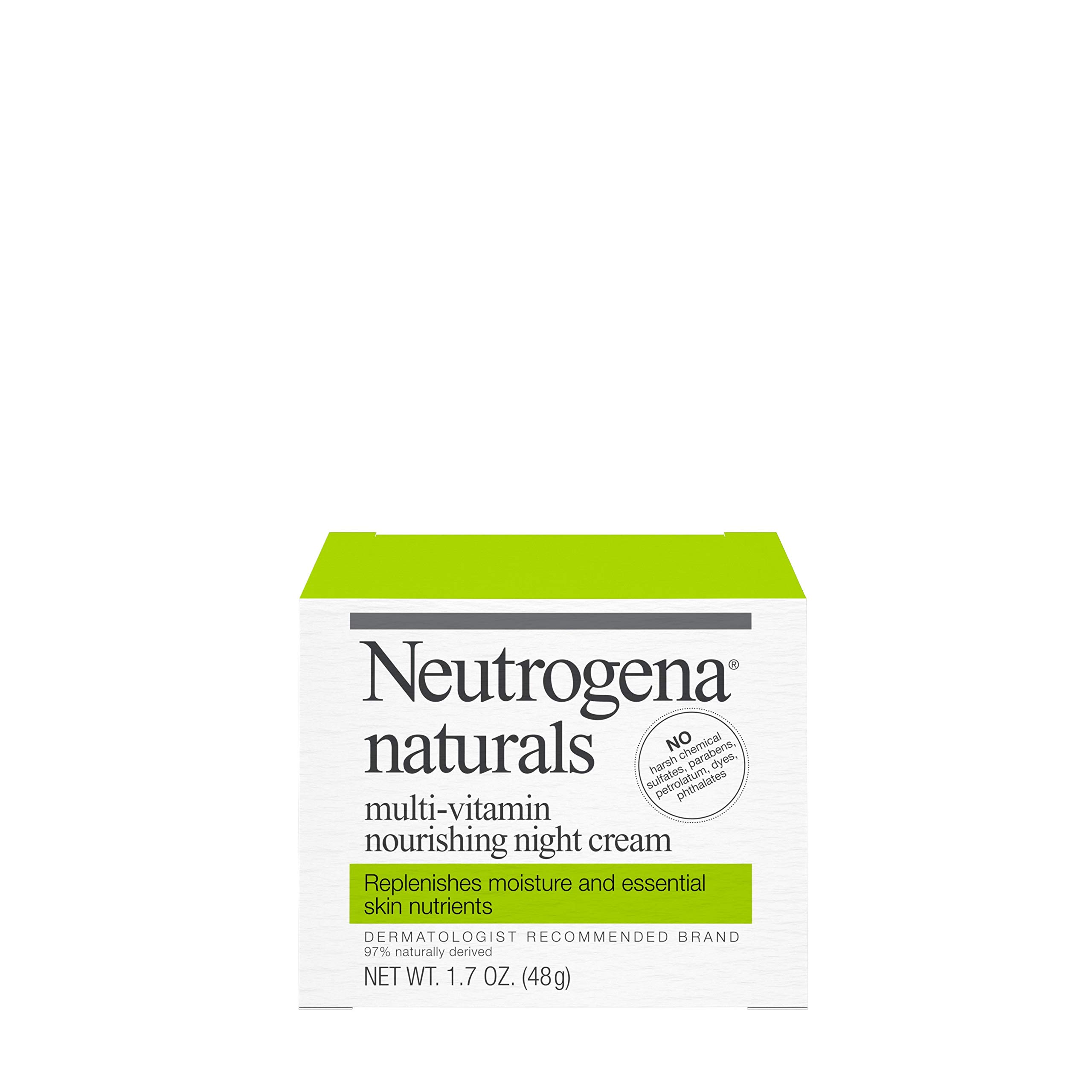 Neutrogena Naturals Multi-Vitamin Moisturizing & Nourishing Night Face Cream with Antioxidant Bionutrients & Vitamins B, C & E, Non-Comedogenic & Sulfate-, Paraben-, Phthalate- & Dye-Free, 1.7 oz