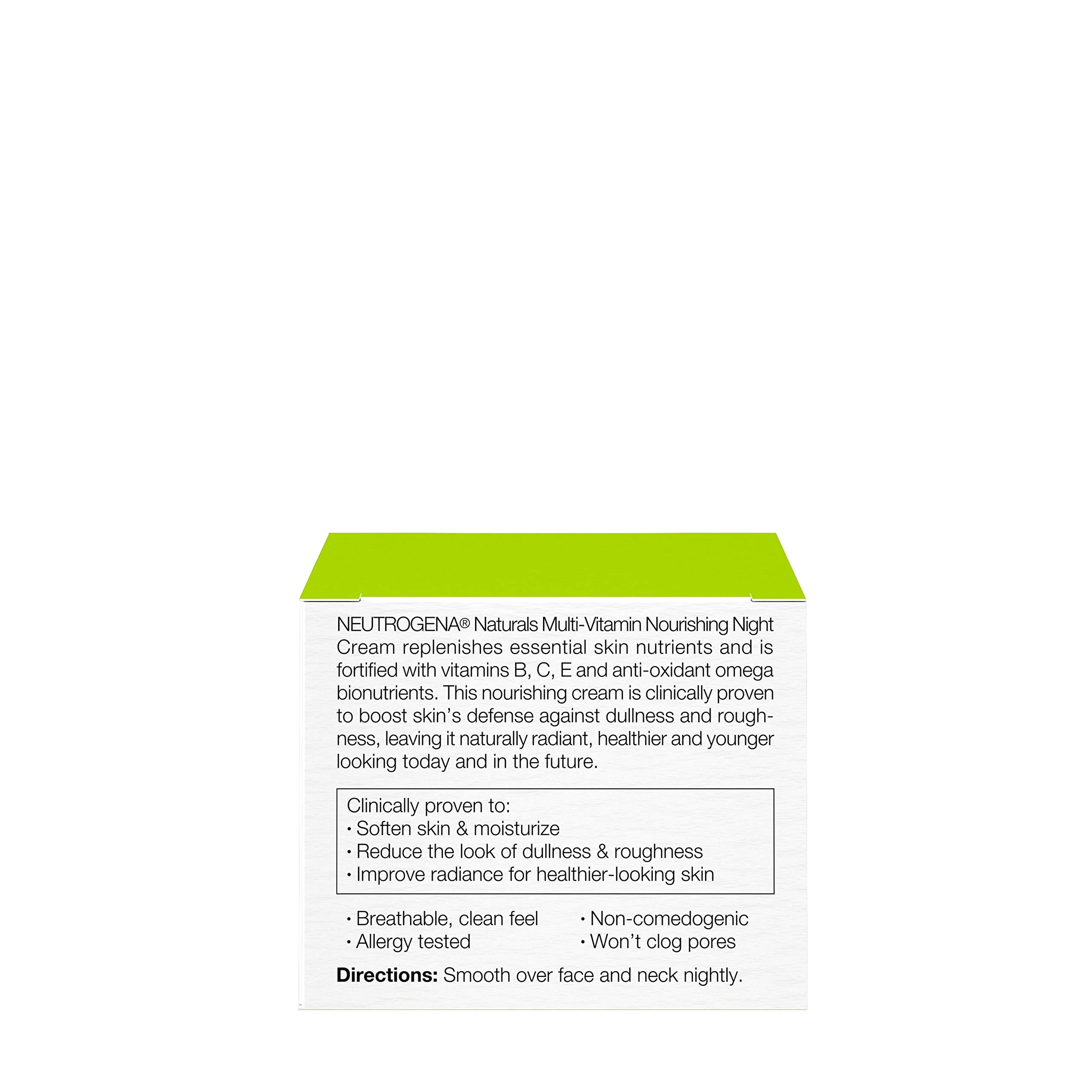 Neutrogena Naturals Multi-Vitamin Moisturizing & Nourishing Night Face Cream with Antioxidant Bionutrients & Vitamins B, C & E, Non-Comedogenic & Sulfate-, Paraben-, Phthalate- & Dye-Free, 1.7 oz