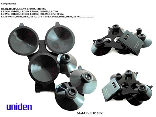 Improved Windshield Mount Bracket U3CBLK with 6 Black Suction Cups for Most Uniden Radar Detectors